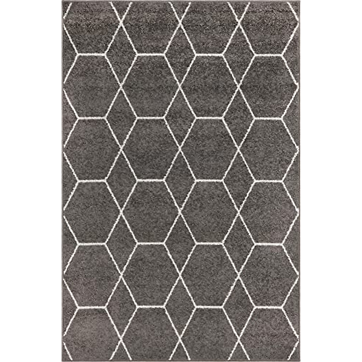 Unique Loom Trellis Frieze Collection Area Rug - Geometric (4' 1" x 6' 1", Dark Gray/ Ivory)