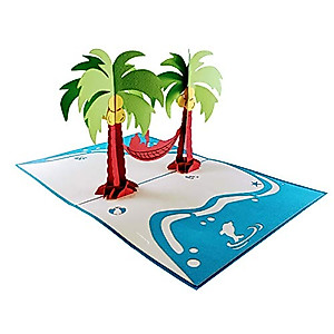 iGifts And Cards Funny Woman Relaxes on Beach 3D Pop Up Greeting Card – Happy Birthday Card For Her, Wife, Cute Tropical Sunshine Vacation, Congratulations On Your Retirement, 6" X 8"