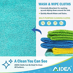 AIDEA Microfiber Cleaning Cloths-100PK, Softer and More Absorbent, Lint-Free, Wash Cloth for Home, Kitchen, Car, Window (12in.x12in.)