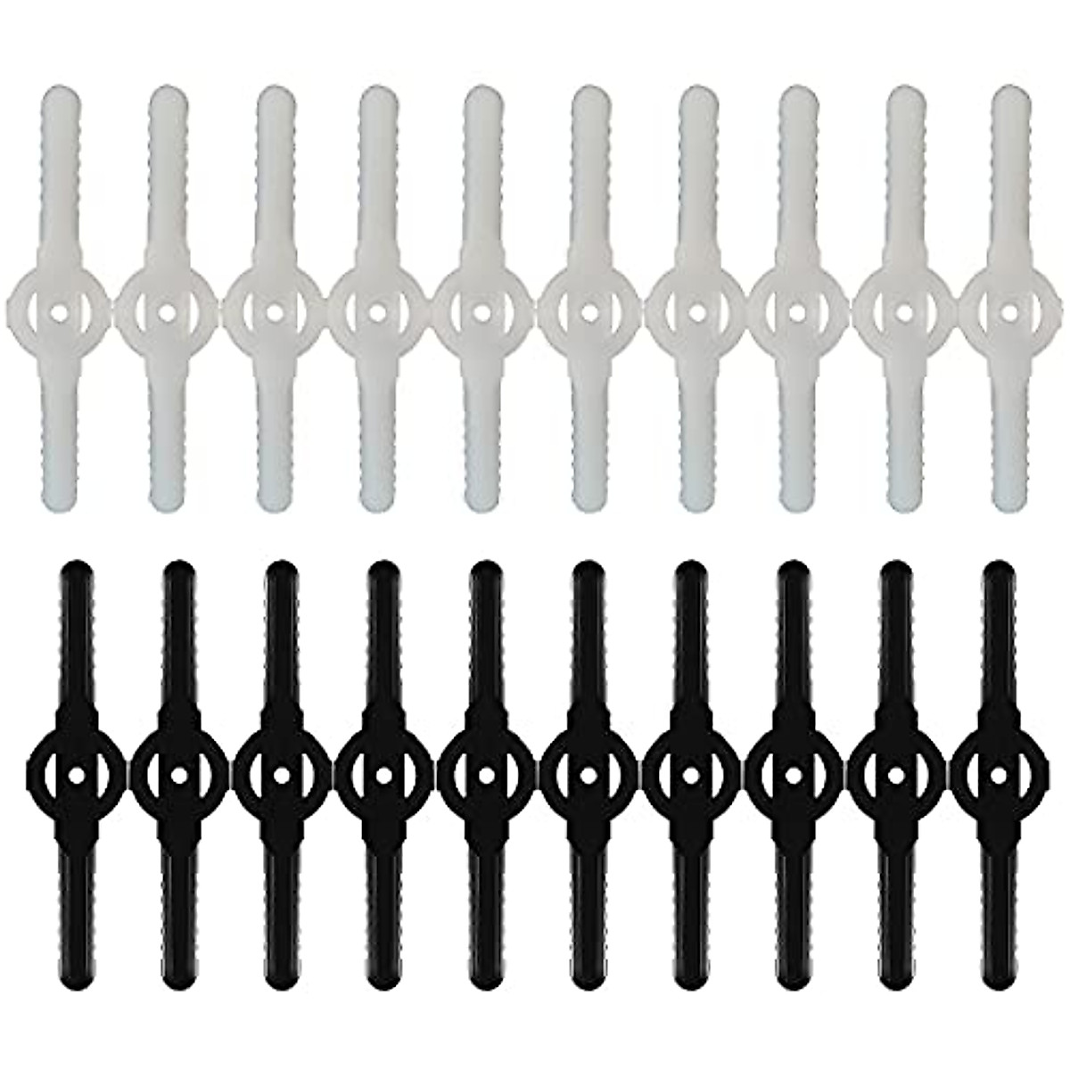 String Trimmer Head Blades Replace -20Pcs Plastic Lawn Mower Blades Grass Handheld Trimmer Head Replacement Cutter Garden Weed Replacement Blade for Cordless Grass Brushcutter (10 White + 10 Black)