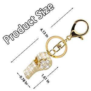 Moioee Blingbling Shining Mini Whistle Keychain, Metal Rhinestone Whistle Keyring for Bag Purse Backpack Handbag, Crystal Car Charming Cute Decoration Pendant Key Chain for Women Girls