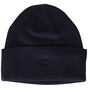Timberland Men's Cuffed Beanie with Embroidered Logo, Peacoat, One Size