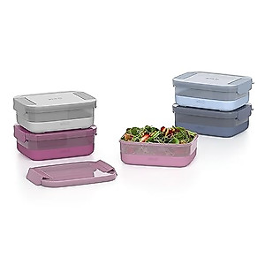 Ello 10 Pc BPA Free Plastic Meal Prep Container Set - 5 Pack with Silicone Boots, Airtight Lids, Dishwasher & Microwave Safe, Elderberry