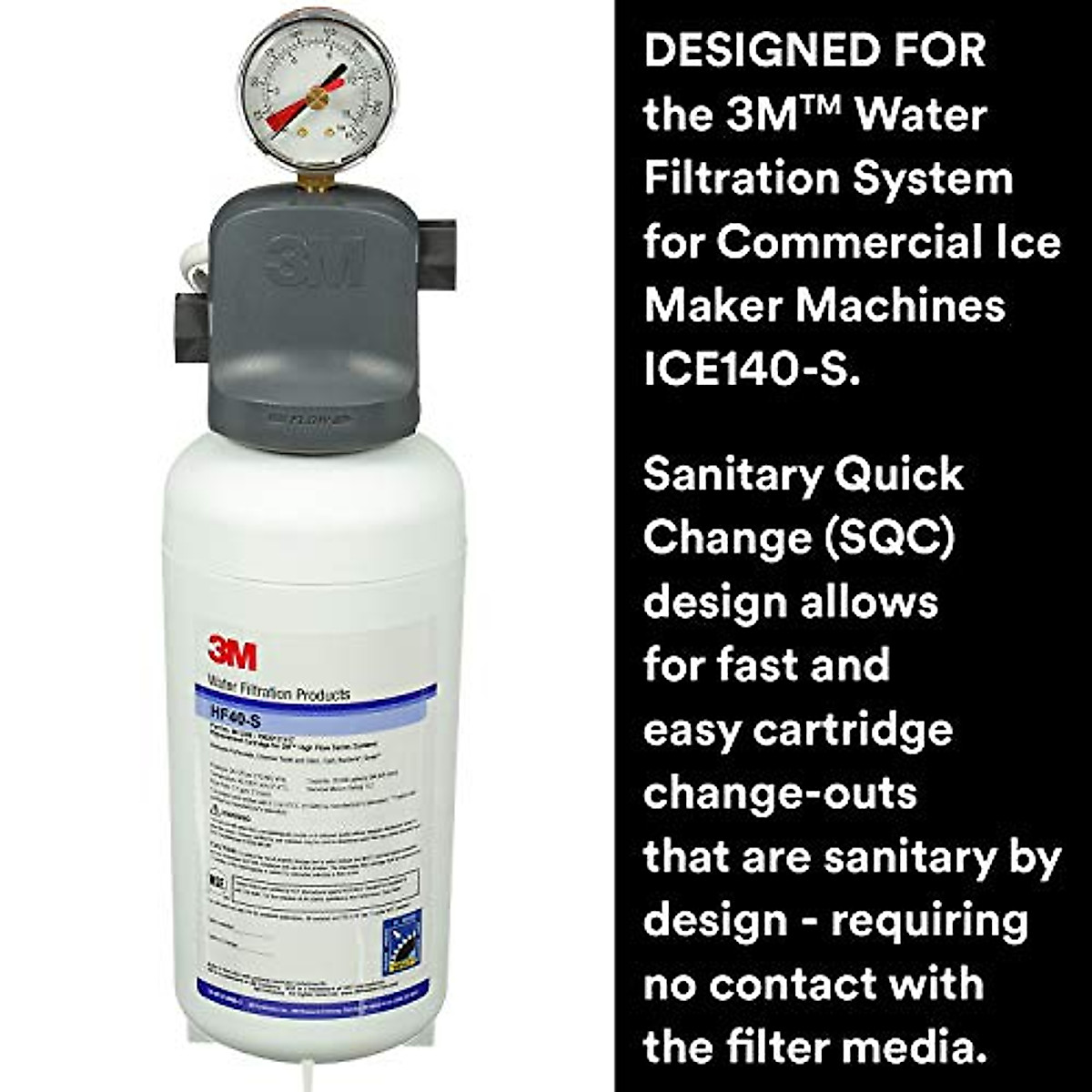 3M Aqua-Pure Water Filtration Replacement Cartridge for Commercial Ice Maker Machines HF40-S for High Flow Series ICE140-S, Reduces Bacteria, Sediment, Chlorine Taste and Odor, Cysts, Inhibits Scale