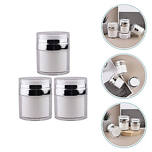 Uonlytech 3pcs Press Cream Jar Refillable Travel Jars Lotion Pump Bottle Airless Pump Jars Lotion Cosmetics Bottle Sunscreen Face Lotion Airless Sub Cream Jars Pp Empty Lotion