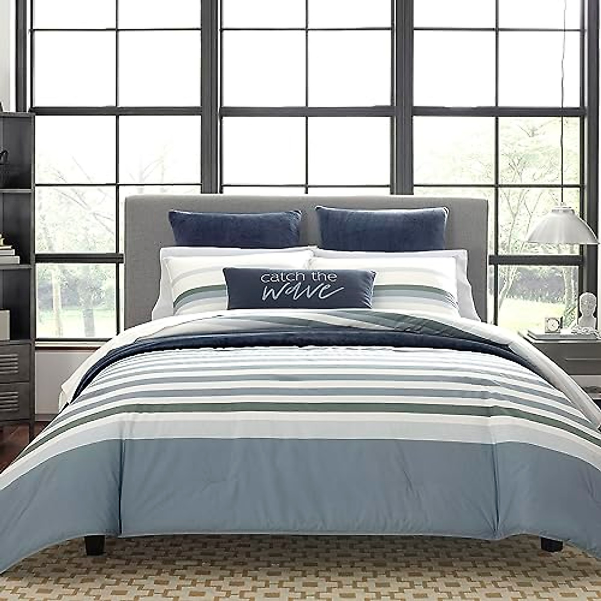 Nautica - Twin Comforter Set, Cotton Reversible Bedding with Matching Sham, Home Decor for All Seasons, Dorm Room Essentials (Lansier Grey, Twin/Twin XL)