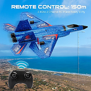 RC Plane, F22 RC Airplane Fighter Ready to Fly, 2.4Ghz 2 Channel Remote Control Plane, RC Airplanes Toy for Boys Girls Kids Beginners