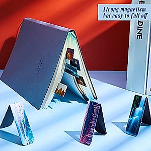 Magnetic Book Markers Adventure Magnetic Bookmarks Magnet Page Markers Set Assorted Book Marks for Students Reading, Landscape (12 Pieces)