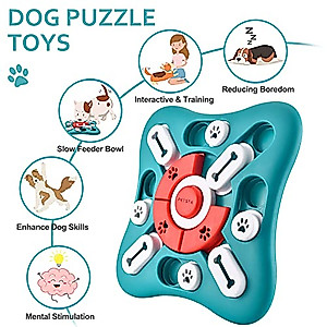 Dog Puzzle Toys, Squeaky Treat Dispensing Dog Enrichment Toys for IQ Training and Brain Stimulation, Interactive Mentally Stimulating Toys as Gifts for Puppies, Cats, Small, Medium, Large Dogs
