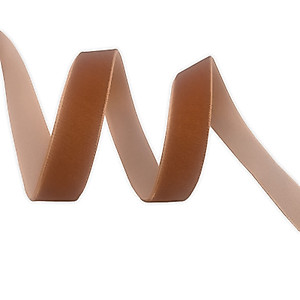 KLTRIBBON Vintage Ginger Velvet Ribbon Single Side,5/8 Inch X 25Yards Spool