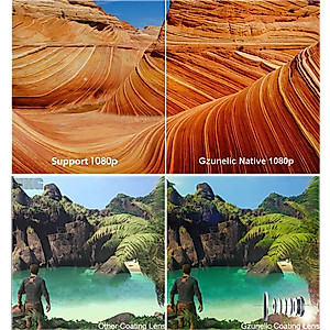 Gzunelic 16000 lux / 650 ANSI Lumens Solid Native 1080p LED Video Projector ± 50° 4D Keystone X / Y Zoom 10000:1 Contrast Full HD Home Theater Lcd Proyector Built in Stereo Sound Box