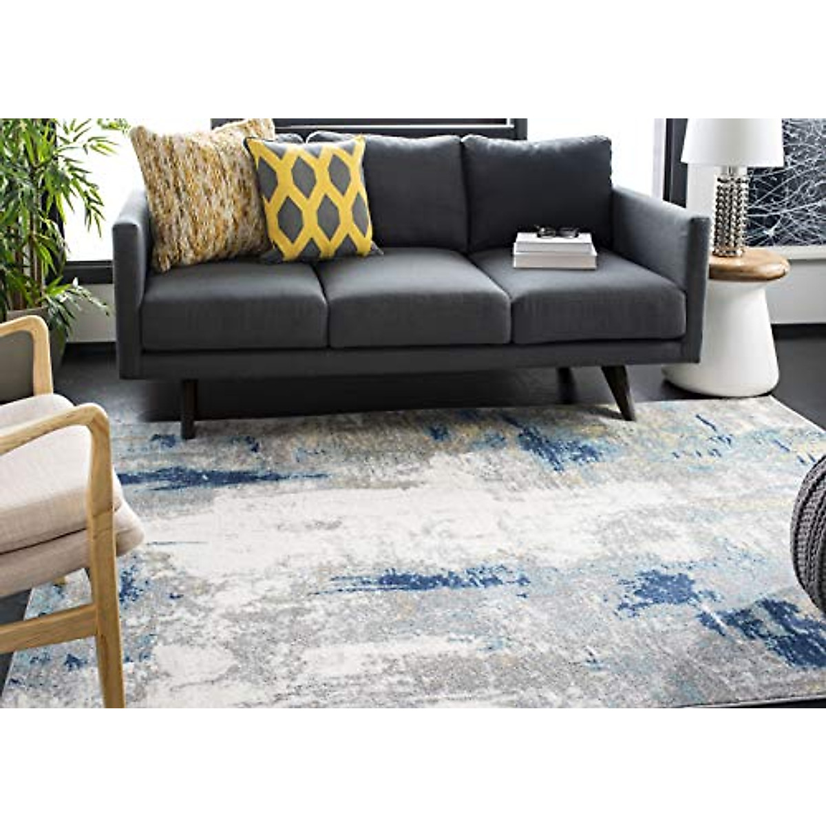 SAFAVIEH Jasper Collection 2' x 4' Grey / Gold JSP101A Modern Abstract Non-Shedding Living Room Bedroom Accent Rug
