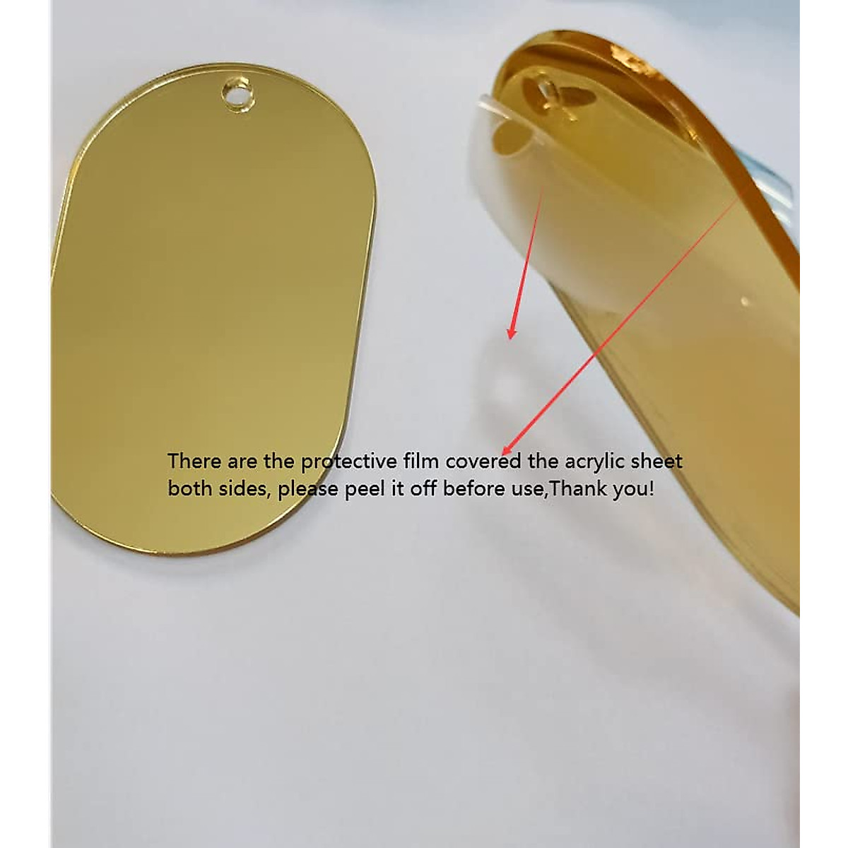 Yuxuanish Set of 12 Acrylic Luggage Tag,Mirrored Acrylic Place Cards Blanks with Tassels,DIY Oval Wedding Guest Name Cards,Acrylic Name Place Card (Silver Mirror)