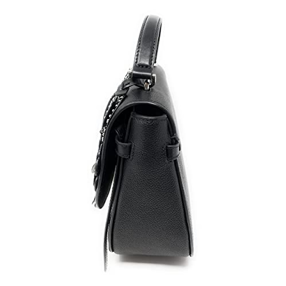 Michael Kors CASSIE Large TH Satchel Leather Handbag Bag, Black/Floral