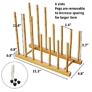 altCooking Hub Bamboo Plastic Bag Drying Rack & Bamboo Bottle Brush - Multipurpose Dish Drying Rack for Silicone Reusable Bags, Baby Bottles, Water Bottles, Plates, Wine Glasses