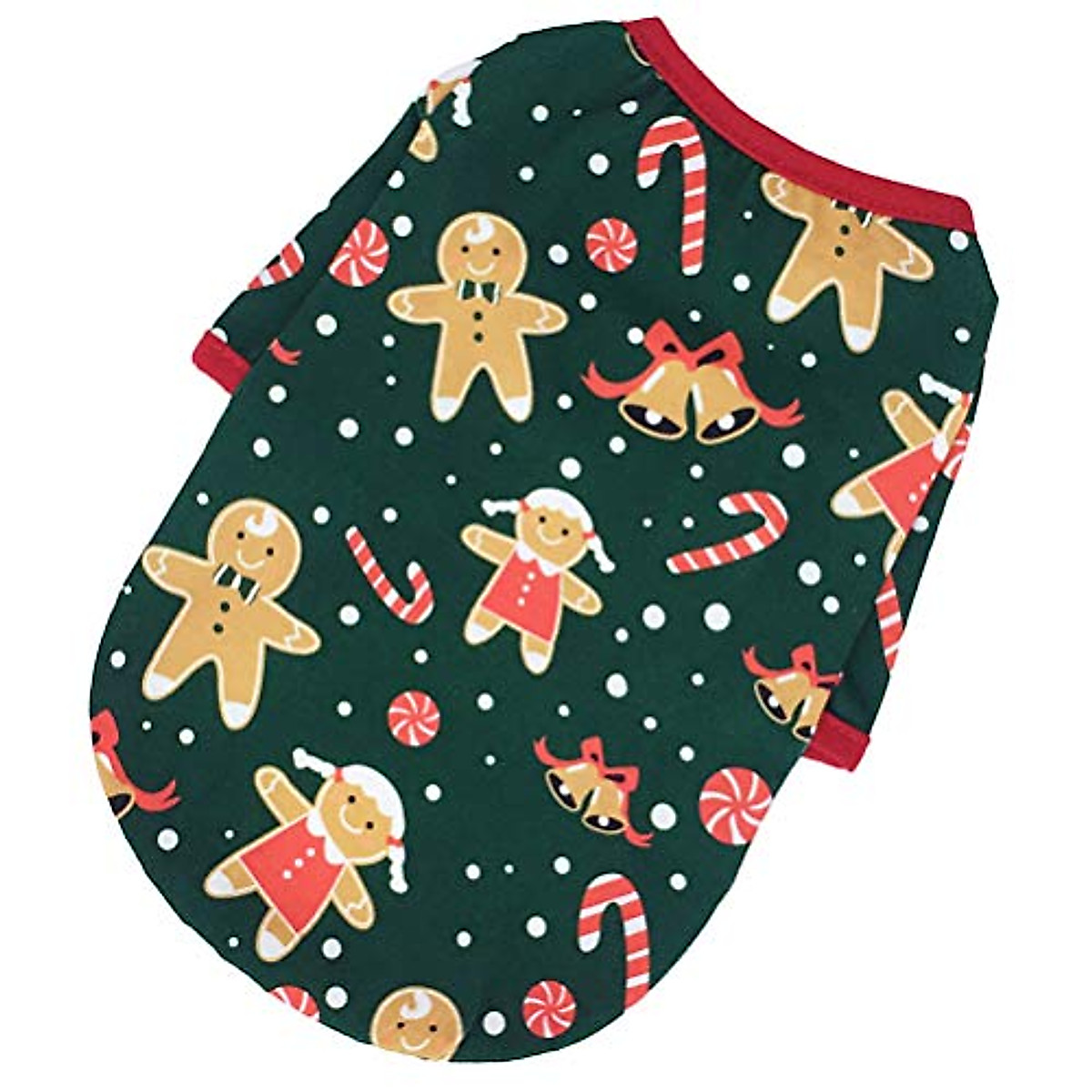 Gingerbread Man Pattern Pet Coat Dog Christmas Clothes Adorable Pet Party Outfit- Pet Party