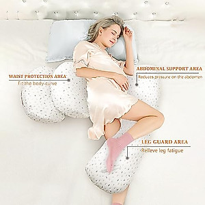 Pregnancy Pillows - Maternity Pillow with Adjustable and Removable Cooling Cover, Pregnancy Pillows for Sleeping - Support for Back, Legs, and Belly of Pregnant Women (Grey)