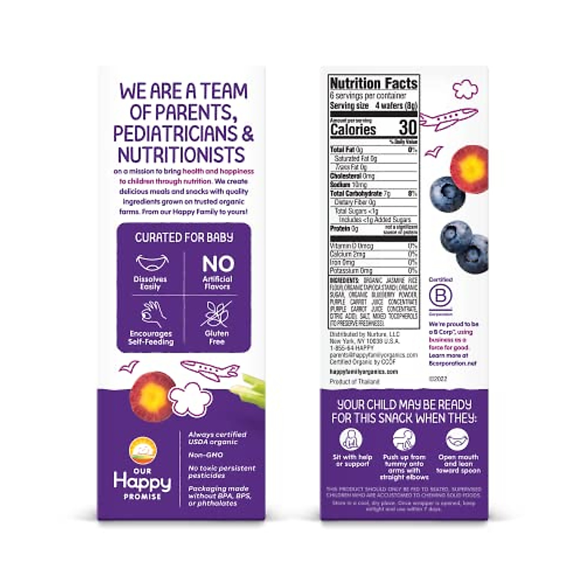 Happy Baby Organics Teether, Blueberry & Purple Carrot, 12 Count (Pack of 6)