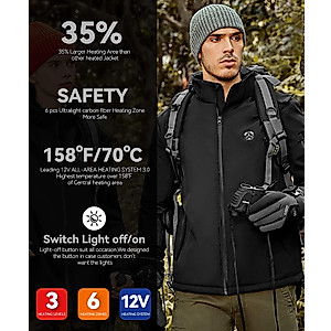 Men's Heated Jacket with Detachable Hood, Waterproof Winter Outdoor Heating Jackets for Men (Battery Pack Included)