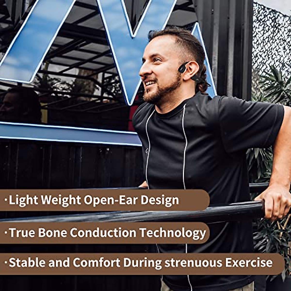 MAIRDI Bone Conduction Headphone Bluetooth with Mic, Upgraded Open-Ear Wireless Headphone, with USB Bluetooth Adapter for PC, Sweat Resistant Sport Earphone for Running Workout Driving Bicycling