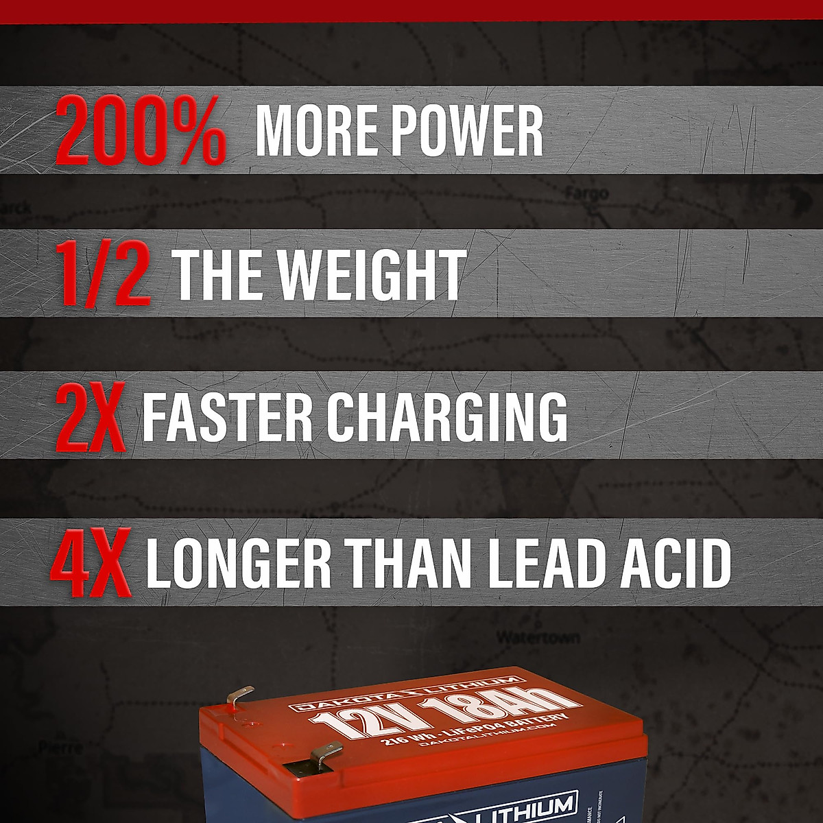 Dakota Lithium - 12V 18Ah Deep Cycle Battery - 1 Battery