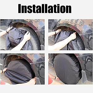 BESULEN Tire Covers 4 Pack, Oxford Wheel Covers for RV Truck SUV Trailer Camper, Waterproof Anti-UV Sun Tire Protectors, Universal Fit 21-23 Inch Tire Diameter, Travel Spare Wheel Covers