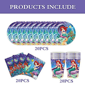 Mermaid Party Supplies Mermaid Birthday Party Favors Includes Cups Plates Napkins for Mermaid Birthday Baby Shower Decor