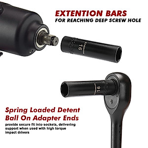 CASOMAN 3/8" Drive Impact Socket Set, 48 Piece Standard SAE and Metric Sizes (5/16-Inch to 3/4-Inch and 8-22 mm), 6 Point, Cr-V Steel Socket Set & 1/2" Drive Master Impact Socket Set, 36 Piece Deep, S