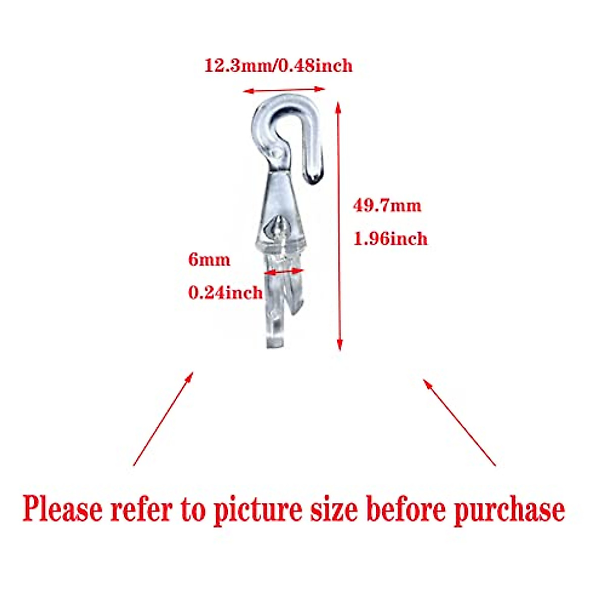 BOOHAO 12 PCS Wand Tip Hook Sleeve Clear Plastic Shapherds Hook Wand Tip Connector Wand Cap Connector Wand Cap Blind Wand Hook Replacement for Circular 6/25"(6mm) Blind Tilt Wand Repair