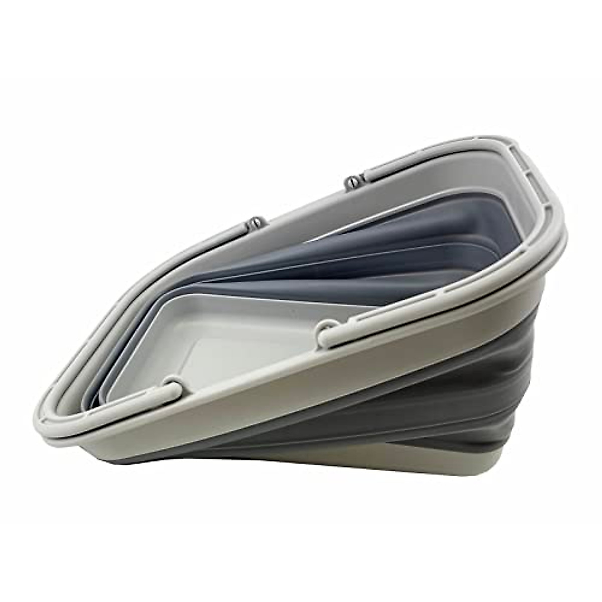 SAMMART 12L (3.17Gallon) Set of 2 Collapsible Tub with Handle - Portable Outdoor Picnic Basket/Crater - Foldable Shopping Bag - Space Saving Storage Container (Grey)