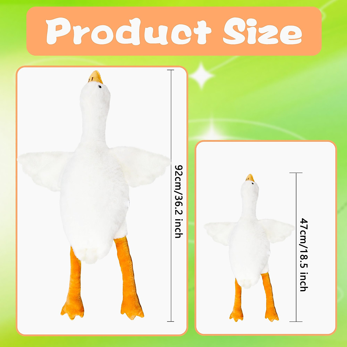 Conagel 2 Pcs 35.4 inch 19.6 inch Goose Stuffed Animal Toy Plush White Swan Throw Pillow Soft Goose Swan Pillow for Sleeping Bedding Home Decor, 2 Size