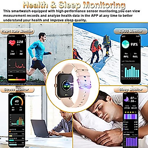 Smart Watch(Answer/Make Call), 1.96" Touch Screen Smartwatch for Android and iOS Phones with Heart Rate & Sleep Monitor, Blood Oxygen Tracking, IP68 Waterproof Fitness Tracker for Men and Women