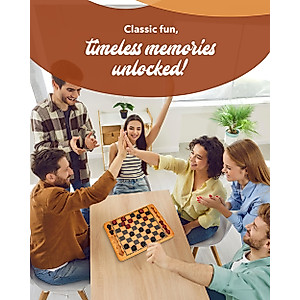 WE Games Solid Wood Red and Black Checkers Board Game Set with Inset Grooves for Pieces, 14.5 in.