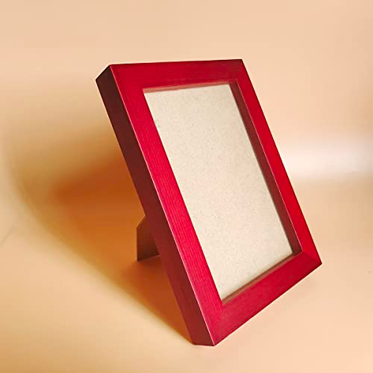 KELE MODEL 3.5x5 Picture Frames RED Solid Wood Frame, Plastic Panel (Film Needs to be Removed) Table or Wall.Front Window Opening 3x4.5 inch.