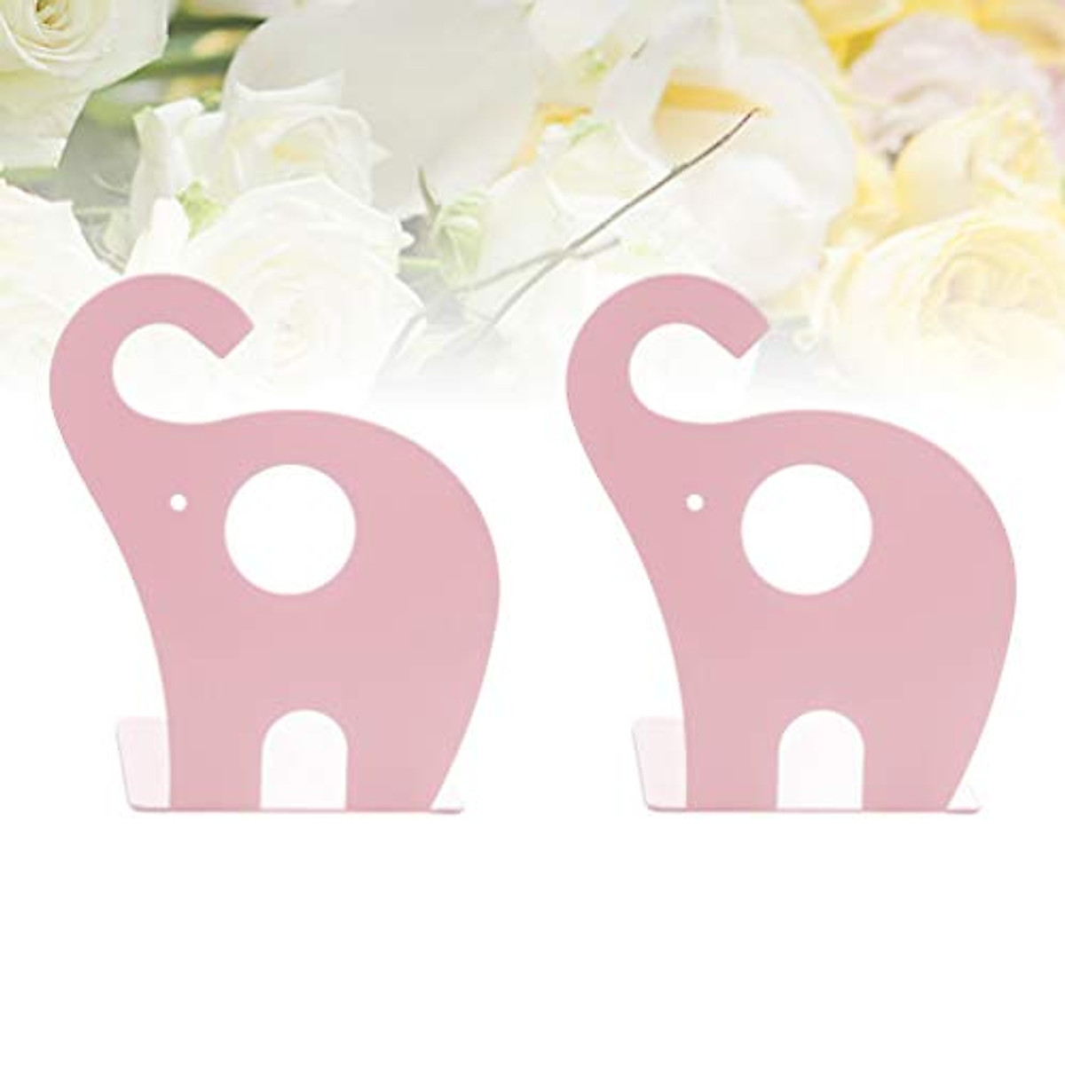 BESPORTBLE 2Pcs Kids Nonskid Bookends Heavy Duty Bookends Elephant Shaped Decorative Book Stopper Book Organizer for Shelves (Pink)