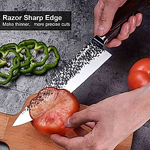 SANDEWILY Professional Chef Knife Ultra Sharp Kitchen Knife Set 3 PCS,Premium German Stainless Steel Japanese Knife Set for Kitchen with Sheath,Ergonomic Pakkawood Handle and Gift Box…