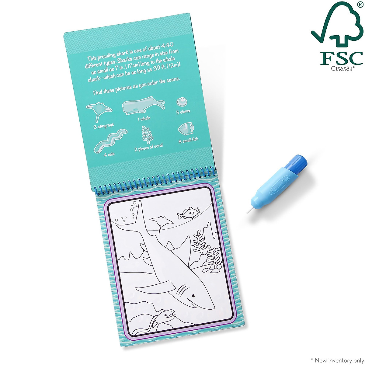 Melissa & Doug On the Go Water Wow! Reusable Color with Water Activity Pad 6-Pack, Sports, Occupations, Adventure, Safari, Under the Sea, Animals - FSC Certifieda