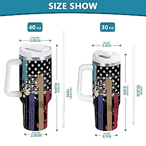 Double Insulated Tumblers 30 Oz with Straw and Handle, Colorful Flag Travel Coffee Tumbler