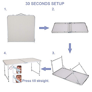 Ochine Foldable Indoor Outdoor All-Purpose Portable Wooden Table for Picnics, Camping, Beach, Tailgating, Patio, Kitchen, Living Room - Roll Up Folding Design