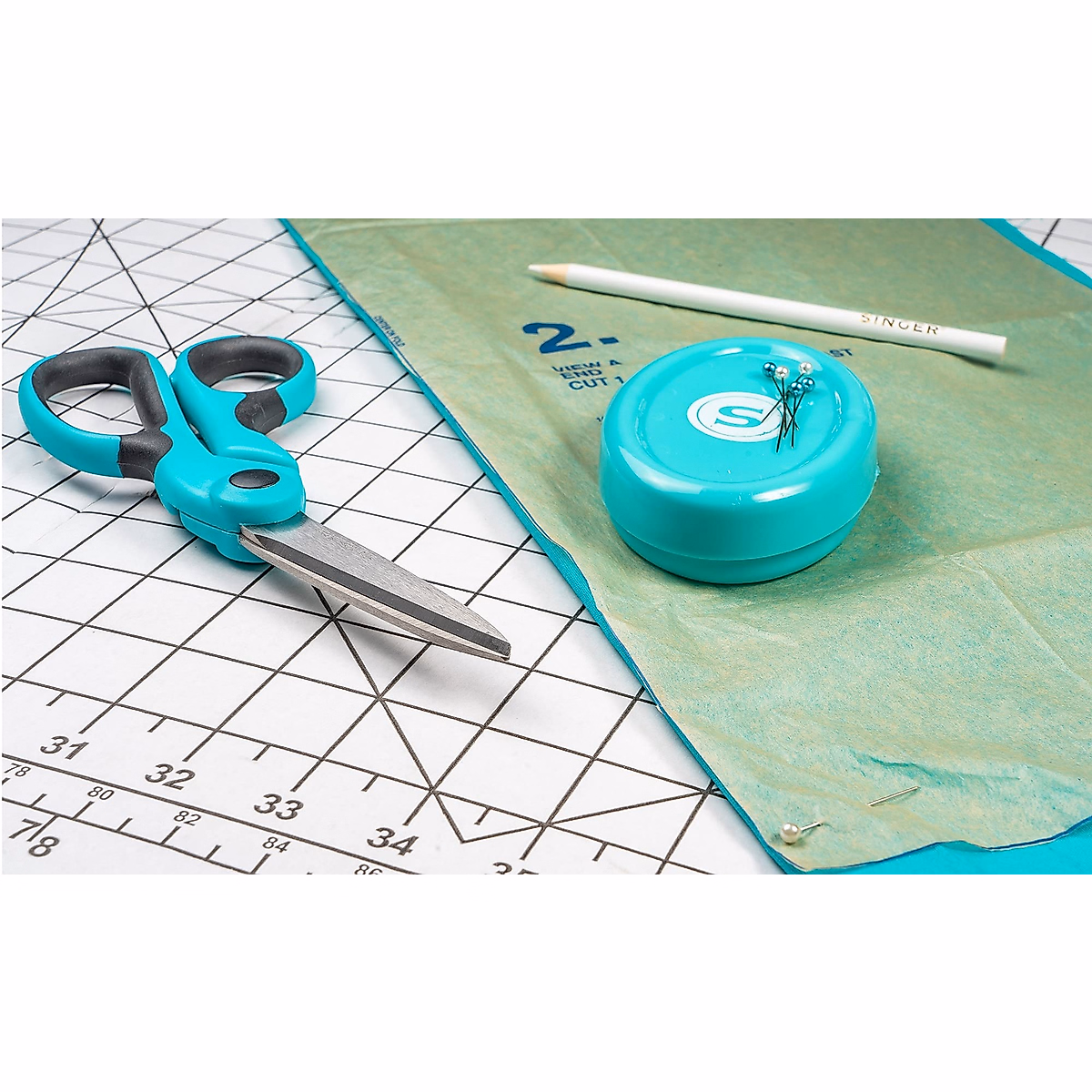 SINGER Professional Series Bent Scissors, 9 1/2", Teal