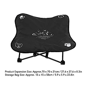 Elevated Dog Bed, Anti Slip Foldable Comfortable Raised Dog Cots Beds Sturdy Bracket Wear Resistant Portable for Camping (Black)