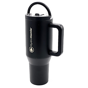 HYDRO HOMIE The Nomad 40oz Tumbler with Flip Straw Lid and Rubber Base – Travel Car Cup Holder Friendly, 100% Leak Resistant - Black Onyx