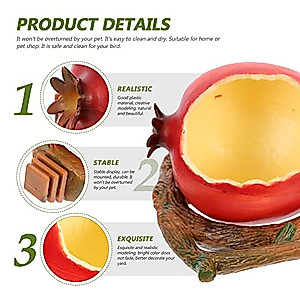 YARNOW Bird Feeder Bowl Parrot Food Cup Pomegranate Shape Melamine Feeding Coop Cups Clamp Water Cage Dish for Parakeet Conure Cockatiels Lovebird Budgie Dark Red