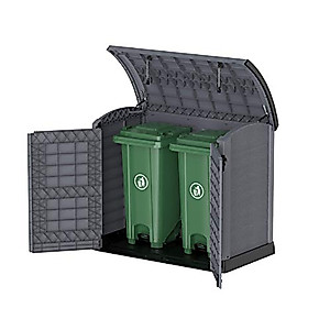 Duramax Cedargrain StoreAway 1200L Plastic Garden Storage Shed / Arc Lid - Outdoor Storage Bike Shed – Durable & Strong Construction– Ideal for Tools, Bikes, BBQs & 2X 240L Bins, 145x85x125 cm, Grey