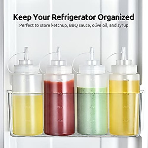 U-Taste 16 OZ Condiment Squeeze Bottles with Twist on Caps and Measurement, Leak Proof Squirt Reusable Plastic Sauces Oil Container Dispenser for Ketchup, BBQ, Grilling, Salad Dressing (Pack of 6)