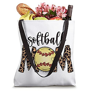 Moms Softball Leopard Print Mother's Day Women's Softball Tote Bag