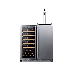Summit Appliance SWBC3041 30" Wide Built-in Undercounter Indoor/Outdoor Combination Dual Zone Wine Cellar/Kegerator with Tapping Equipment, Digital Thermostat, Adjustable Shelving, Beer Dispenser