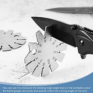 2 Pieces Stainless Steel Bevel Gauge Axe Angle Gauge Round Shape Knife Angle Finder Knife Blade Angle Gauge 15-120 Degree for Measuring Knife Angle