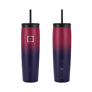 IRON °FLASK Nomad Tumbler - 2 Lids Straw Flip, Vacuum Insulated Stainless Steel Bottle, Double Walled, Drinking Cup, Thermos Coffee Travel Mug, Water - Mothers Day Gifts for Mom - Dark Rainbow, 28 Oz