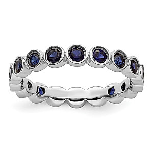 IceCarats 925 Sterling Silver Created Blue Sapphire Stackable Ring Gemstone Band September Birthstone Jewelry Size 6.00